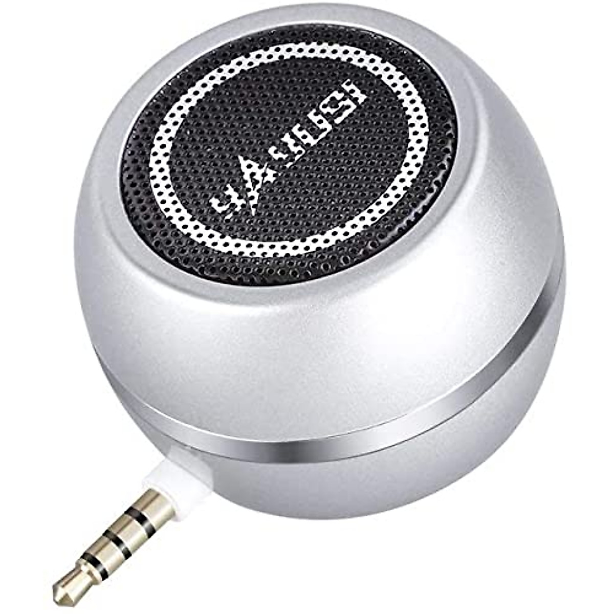 Mini Speaker with 3.5mm Aux Input Jack, 3W Loud Portable Speaker for iPhone iPod iPad Cellphone Tablet Laptop, with USB Rechargeable Battery, Gift Choice for Kids, Silver