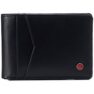 Alpine Swiss Men’s Delaney Slimfold RFID Safe Slim Bifold Wallet Smooth Leather Comes in Gift Box Black