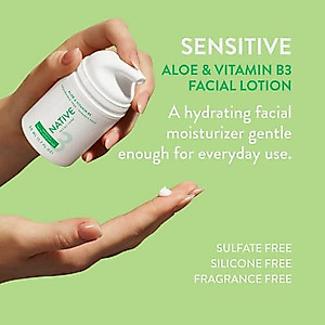 Native Sensitive Facial Moisturizer, Aloe & Vitamin B3 Moisturizing Face Moisturizer, Face Lotion, SPF 30, 1.7 fl oz