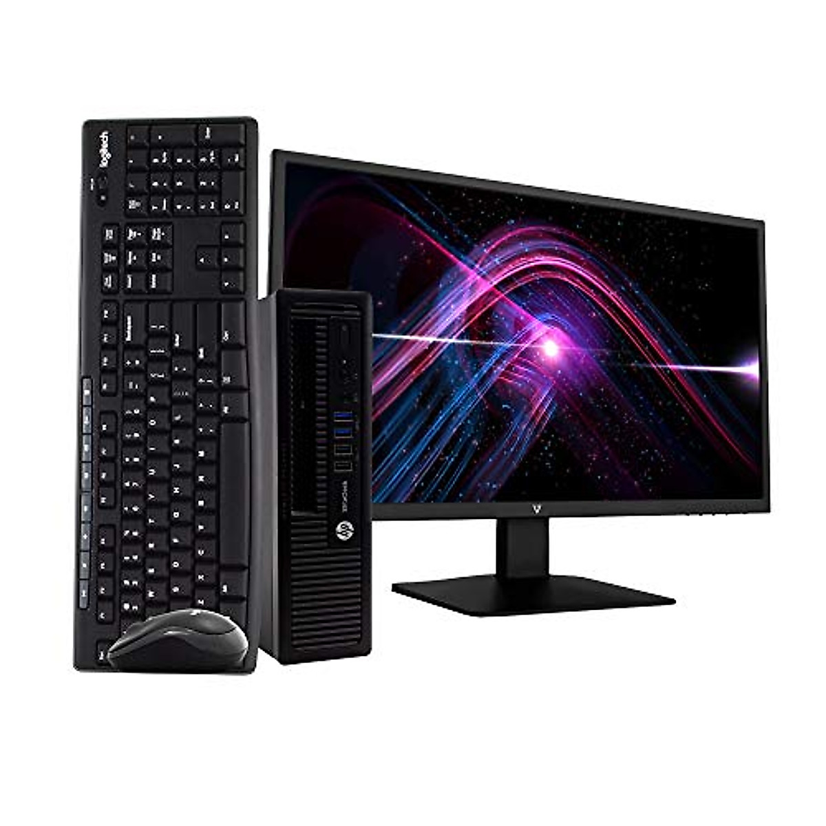 HP EliteDesk 800 G1 Ultra Small PC Desktop Computer, Intel Quad Core i5, 8GB RAM, 256GB SSD, Windows 10, New 23.6 FHD LED Monitor, New 16GB Flash Drive, Wireless Keyboard & Mouse, DVD, WiFi (Renewed)