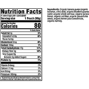 Plum Organics Mighty Morning Organic Toddler Food - Banana, Blueberry, Oat, and Quinoa - 3.17 oz Pouch (Pack of 24) - Organic Fruit and Whole Grain Toddler Food Pouch