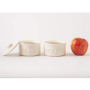 Mud Pie Salt & Pepper Cellar, Off-White, 6" X 3.5" dia