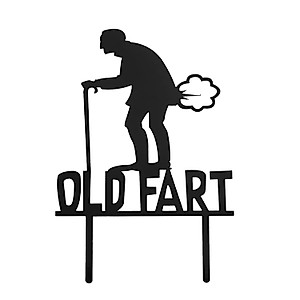 Old Birthday Cake Topper Humor Old Man Old Woman, Humor Old Man Old Woman Acrylic Happy Birthday Cake Topper, Humor Old Man Old Woman decoration ideas, Black acrylic cake decoration.