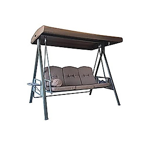 Luckberry 3-Seat Outdoor Large Canopy Swing Glider, Porch Patio Hammock Lounge Chair, Backyard,Garden Adjustable Shade, Removable Cushions - Brown