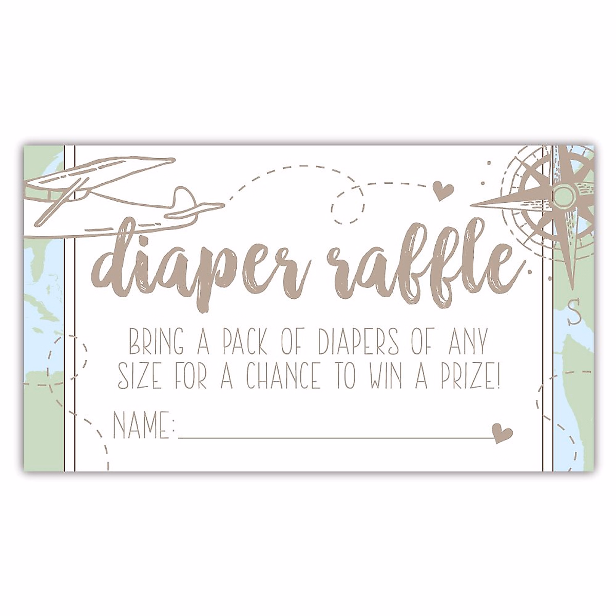 50 Adventure Awaits Diaper Raffle Tickets for Baby Shower - Invitation Inserts
