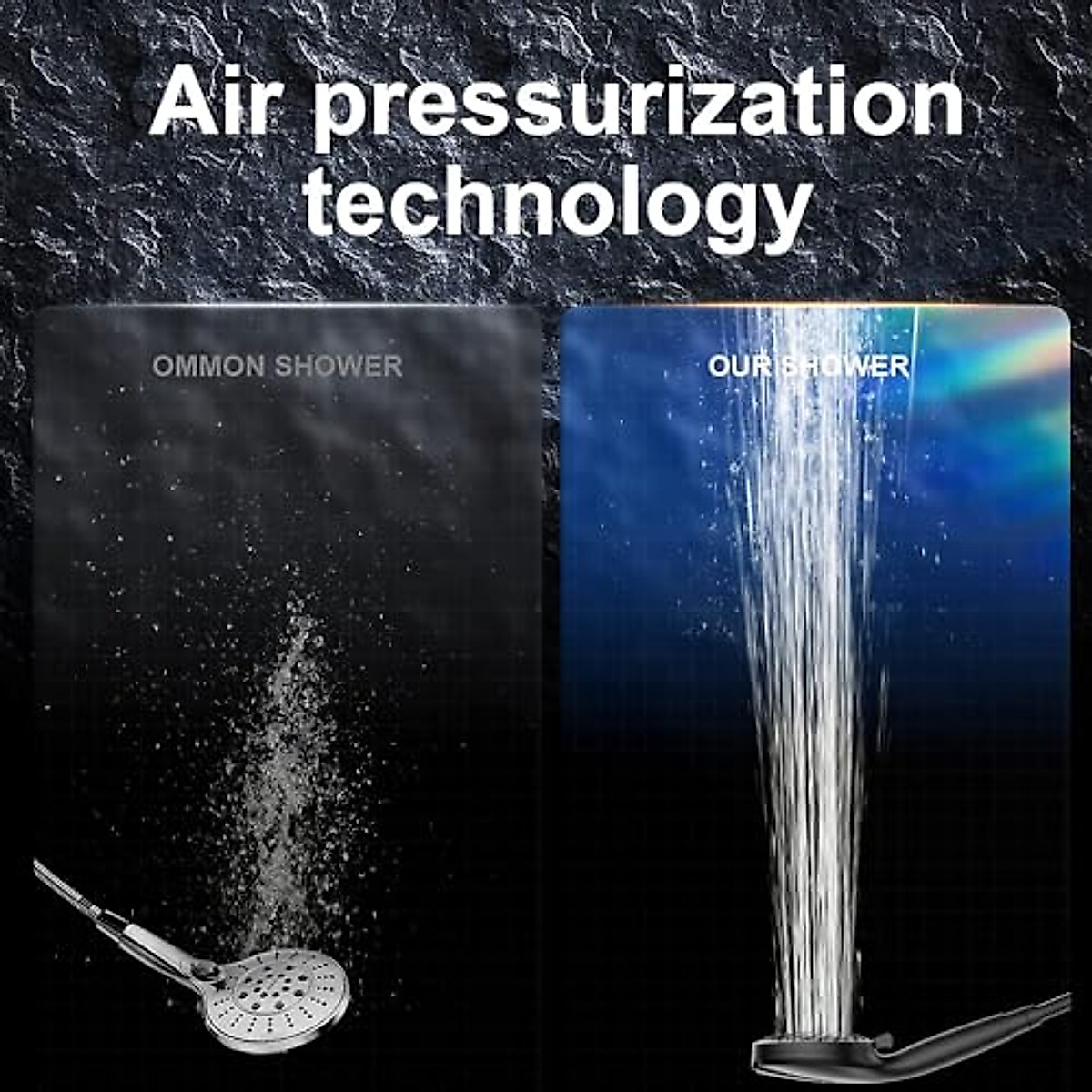High Pressure Shower Head with Handheld - Filtered Shower Head with Pause and Jet 𝟏𝟎 Spray Modes, 5 Inch Removable Powerful High Pressure Showerhead with Extra Long Hose and Detachable Filter Wand