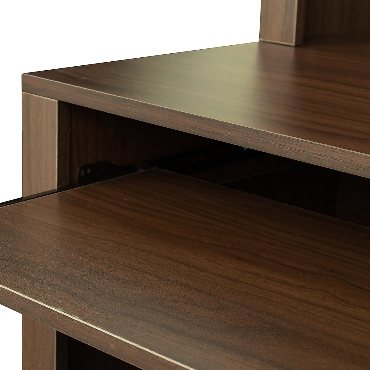 JINS&VICO Computer Desk with Drawers Bookshelf and Keyboard Tray,Wood Executive Desk with Hutch,Teens Student Desk, Modern Style Writing Laptop Home Office Desk,Computer Desk with Walnut Finish