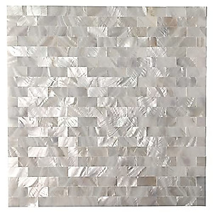 Art3d Peel and Stick Mother of Pearl Shell Mosaic Tile for Kitchen Backsplashes, 12" x 12" White Brick
