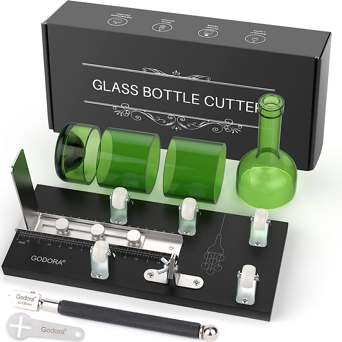 Premium Glass Cutter for Bottles & Glass Cutter Bundle - DIY Glass Bottle for Cutting Beer, Wine or Soda Round Bottles & Mason Jars, Perfect Bottle Cutter