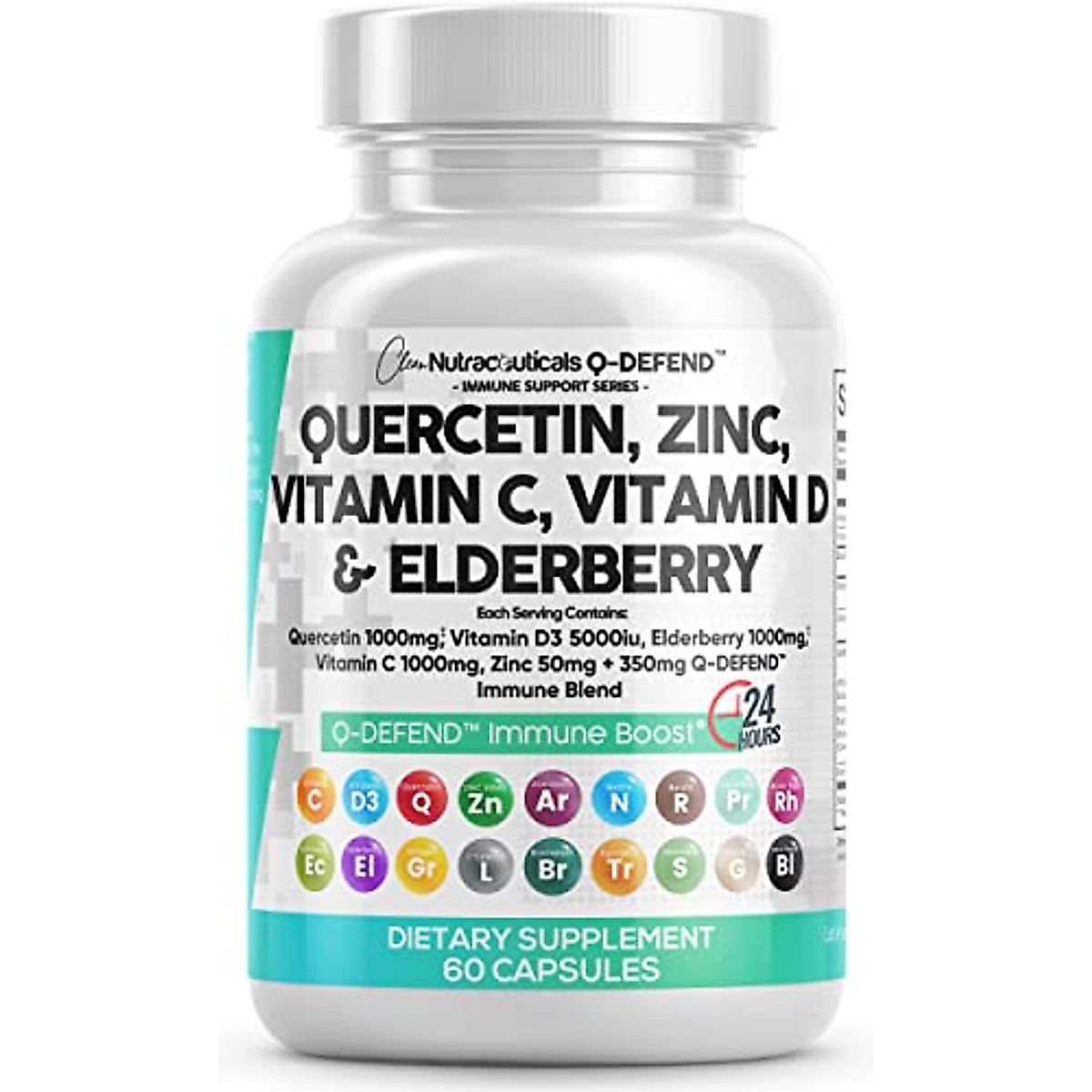 Quercetin 1000mg Zinc 50mg Vitamin C 1000mg Vitamin D 5000 IU Bromelain Elderberry - Lung Immune Defense Support Supplement Adults with Artemisinin, Sea Moss, Echinacea, Garlic Immunity Allergy Relief
