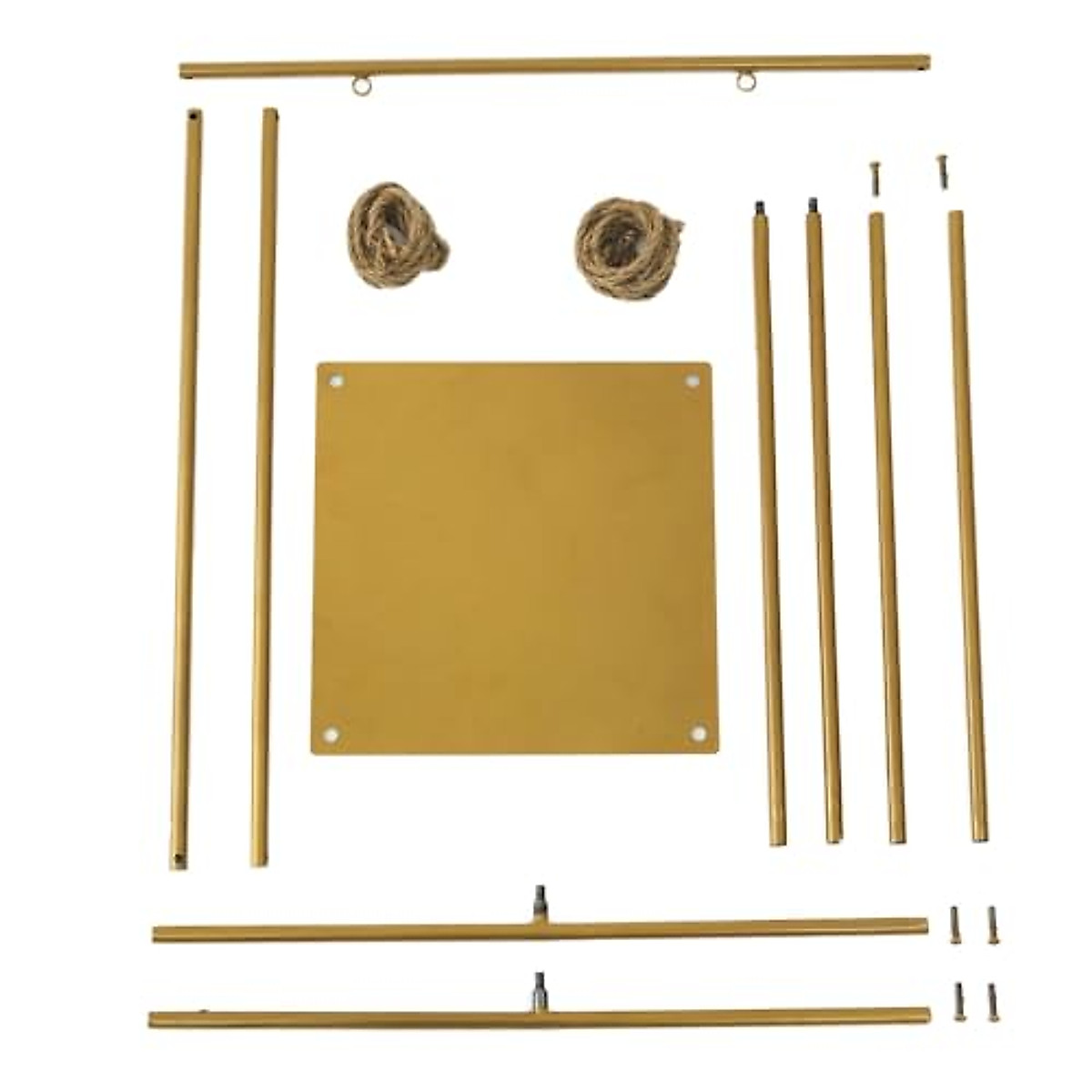 TABLECLOTHSFACTORY 3ft Tall Gold Metal Hanging Dessert Display Centerpiece with Jute Rope, Cake Stand Swing