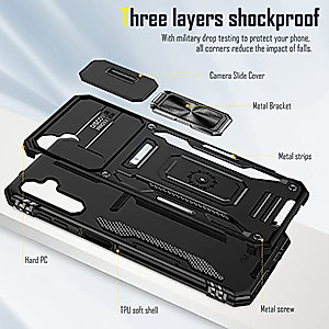 Samsung Galaxy S23 Plus 5G Case: Military Grade Drop Proof, Slide Camera Cover, Kickstand & 2x Screen Protector