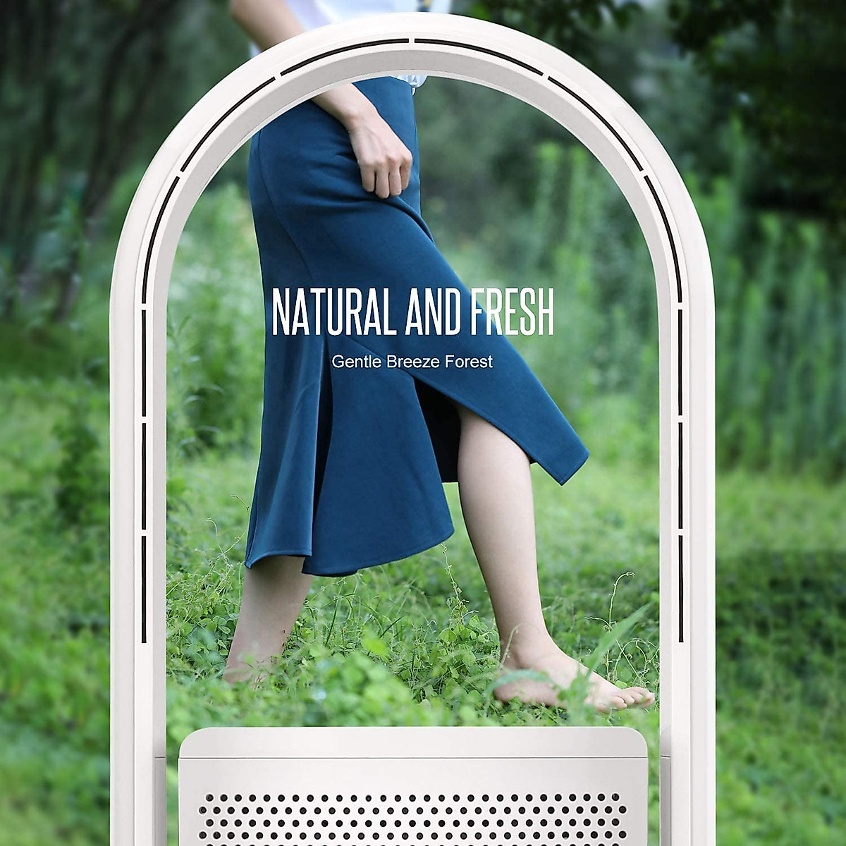 ULTTY Bladeless Tower Fan with Air Purifier, 90° Oscillating Bladeless Fan with Remote, Touch, 8H Timer, Floor Fans for Bedroom Whole Room Home Office R021, White