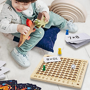 XJSGS Wooden Montessori Multiplication Board Game,Montessori Children Counting Toy,Math Blocks Board for Toddlers and Preschool Gifts for Kids