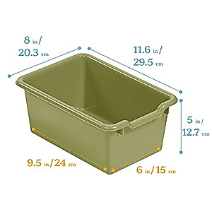 ECR4Kids Scoop Front Storage Bin, Multipurpose Organization, Fern Green, 5-Piece