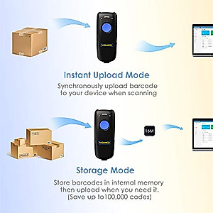 NADAMOO Wireless Barcode Scanner Compatible with Bluetooth Function, 2.4G Wireless & Wired 3-in-1 Bar Code Scanner Portable USB CCD Reader, Work with Tablet iPhone iPad Android Windows Mac OS