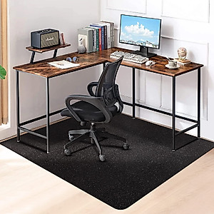 Office Chair Mat for Hard Floors, 63" x 51" Large Chair Mat for Hardwood Floor, Slip Resistant Floor Protector Chair Mat with Bling Surface Design, Vinyl Desk Mat for Home Office (Black)