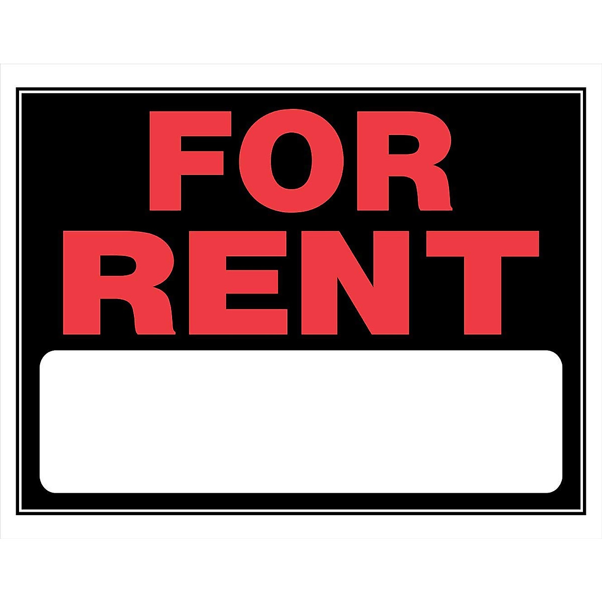 Hillman 840026 For Rent Sign with Space for Fill In, Black and Red Plastic, 15x19 Inches 1-Sign