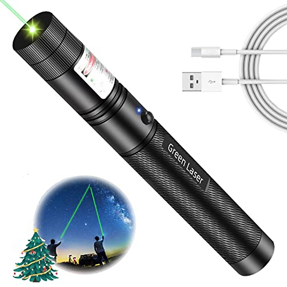 Powerful Green Laser Pointer - 10000ft Range & USB Rechargeable
