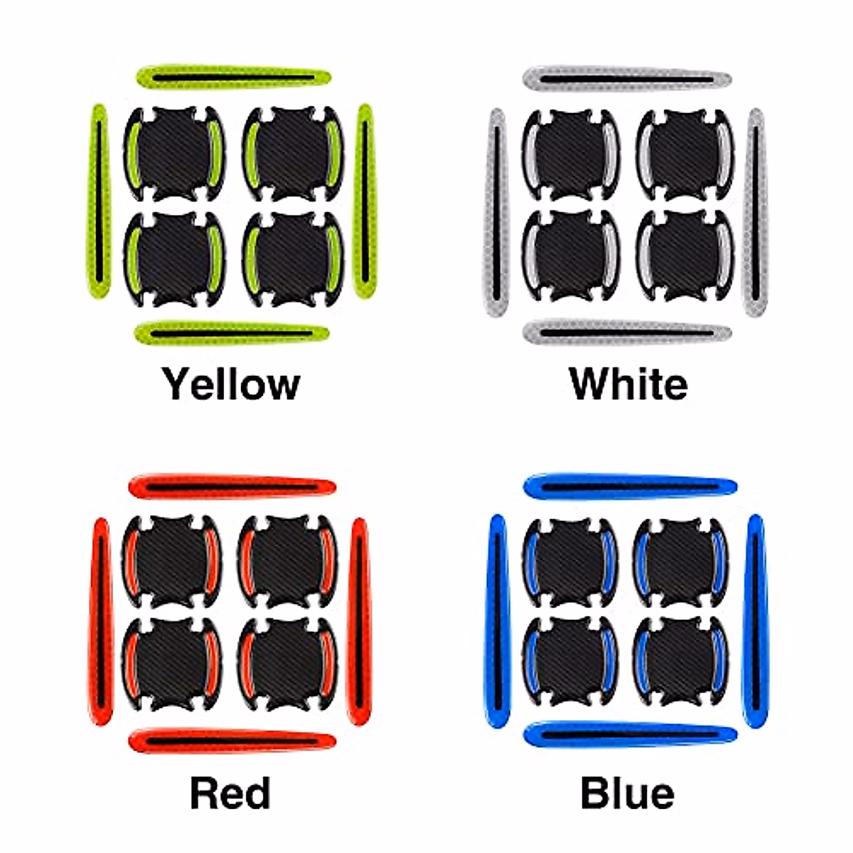 Kakalote 8pcs Car Door Handle Scratch Protector Film Pad Reflective Strips,Universal Door Side Paint Protection Car Door Handle Cup Protector Films(Yellow)