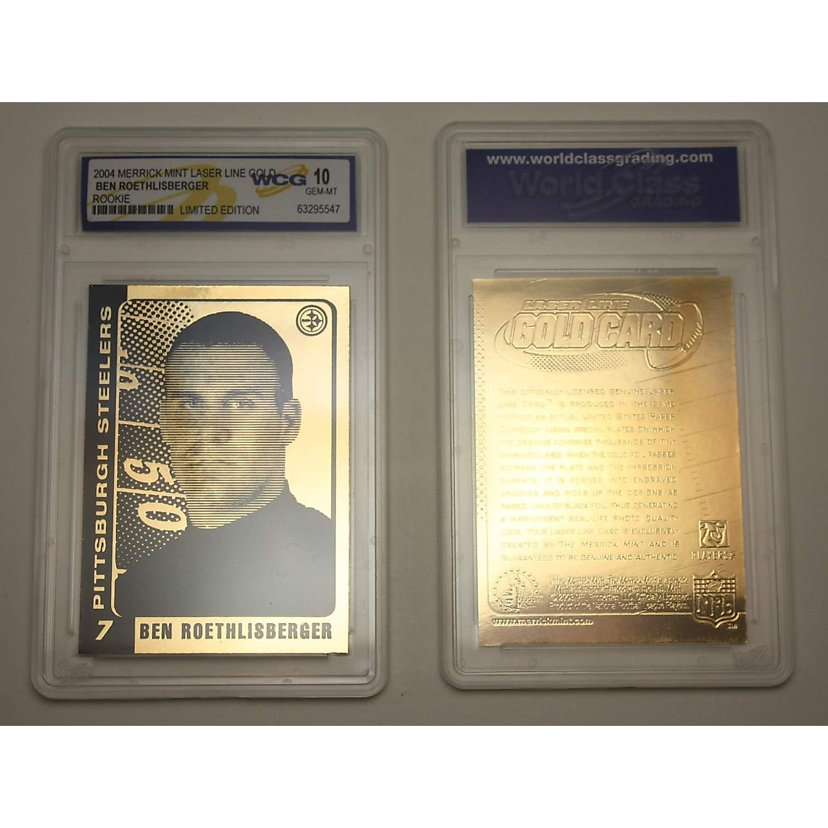 Ben Roethlisberger 2004 Laser Line Gold Card NFL Steelers Graded GEM Mint 10