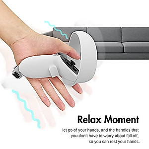 AMVR Touch Controller Grips for Oculus Quest 2 - Adjustable Leather Hand Straps with Battery Door Open Accessories, Meta Quest2 Elastic Handband Anti Throw, Relax Hands Enhance Holding