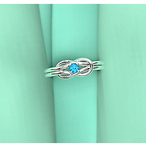 ROWAWA Infinity Ring Women's Birthstone Ring Love Knot Promise Jewelry Her Best Friend Mother's Day Gift Belt Birthstone Personalized Carving Custom Name Sterling Silver