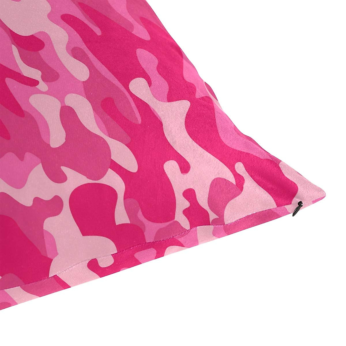 Enzenon Pillow Case Standard Size with Zipper Cotton Print Camouflage Pink Super Soft Cozy Pillow Cover 16x24 Inche