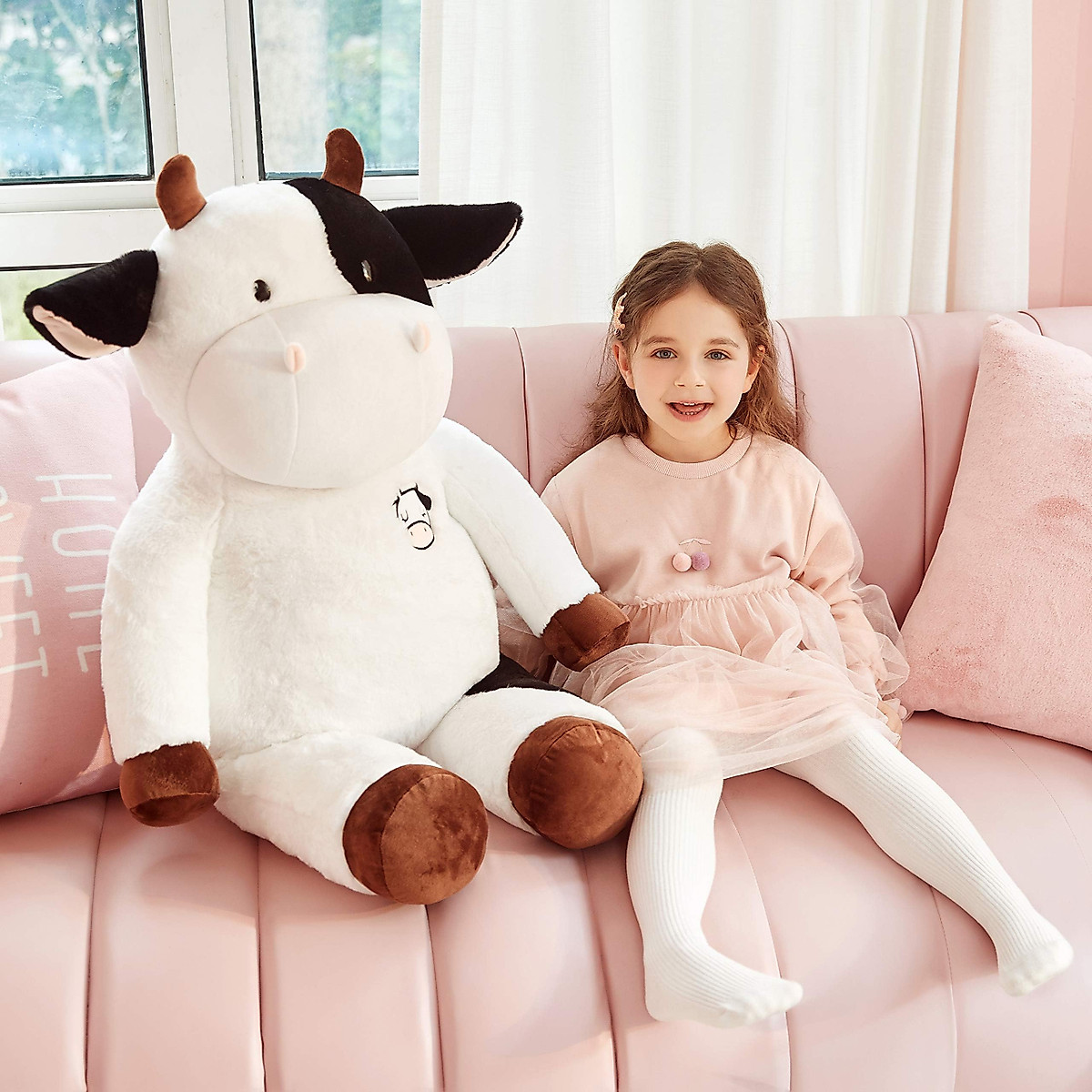 IKASA Giant Cow Stuffed Animal, 30 Inches Big Cow Plush Toy,Large Cute Jumbo Soft Toys,Huge Big Size Fluffy Plushy Fat Plushie,Gifts for Kids