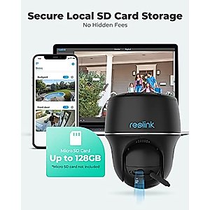 REOLINK 2K Security Camera System Wireless Outdoor, Pan Tilt Battery Solar Cam with 2.4/5GHz Dual-Band WiFi, Smart Detection, Time Lapse, 2-Way Talk, No Hub Needed, Argus PT with Solar Panel (Black)