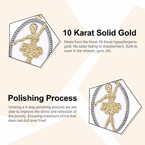 Charm America - Gold Ballerina Ballet Dancer Charm - 10 Karat Solid Gold