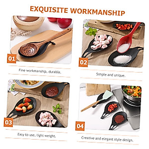 Zerodeko 3pcs Silicone spoon rest cooking utensil rest silicon spoon rest kitchen spoon rest tea bag holders black desk mat household spoon rest holder Storage rack desktop