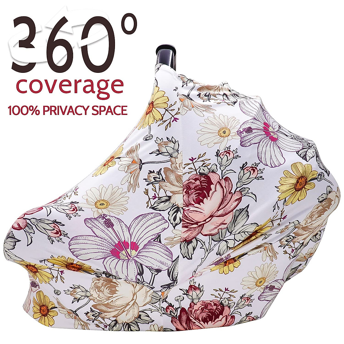 Floral Baby Car Seat Cover Girls, Infant Carseat Canopy, Stretchy Multi- use Nursing Cover for Stroller/High Chair/Shopping Cart/Car Seat Canopies