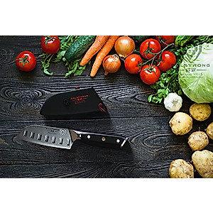 Dalstrong Mini Santoku Knife - 5 inch - Shogun Series - Japanese AUS-10V Super Steel Asian Knife - Damascus Layered - 67 Layers - Vacuum Treated Vegetable Knife - Sheath Included