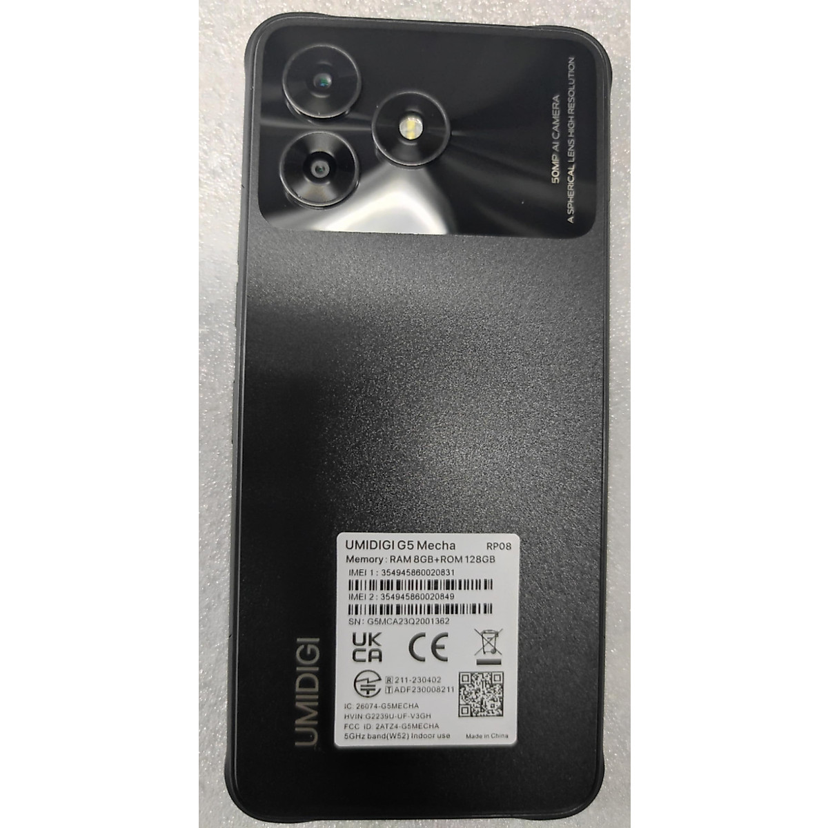 UMIDIGI G5 Mecha Rugged Smartphone Unlocked,Unisoc T606 8+8GB + 128GB 6.6" FHD Android 13 Cell Phone, IP68 Waterproof IP69K Rugged Phone, 50MP+2MP+8MP Camera, 6000mAh Battery Fast Charging,Black