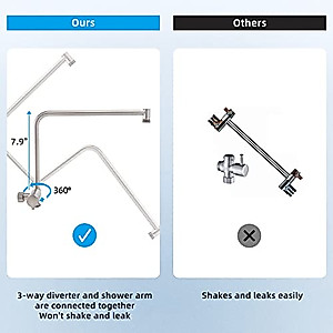 10” High Pressure Rainfall Shower Head, iFealClear Metal Waterfall Showerhead with Handheld Combo, 12'' Adjustable Shower Extension Arm, Brass Shower Holder Extra Long Hose, Brushed Nickel