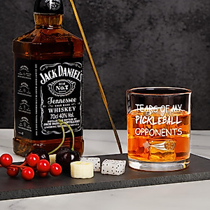 Futtumy Tears of My Pickleball Opponents Whiskey Glass, Funny Pickleball Gifts for Men Friend Pickleball Lovers Coworker, Pickleball Lover Gifts for Birthday Christmas, 10oz Pickleball Rock Glass