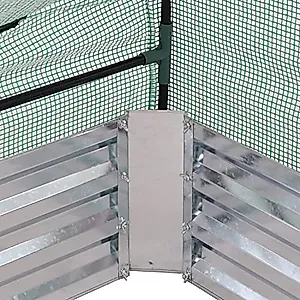 Sunnydaze 2' x 2' Steel Raised Garden Bed with Mini Greenhouse - Outdoor Greenhouse Kit - 2 Zippered Doors - Green