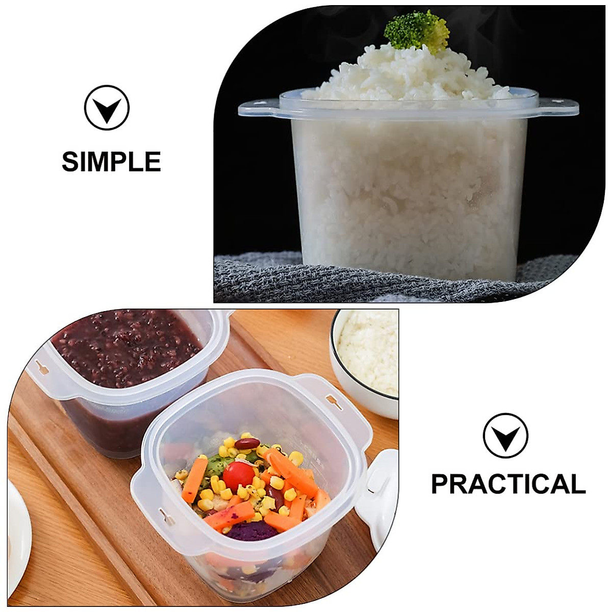 Microwave Rice Cooker Food Container: 2pcs Pasta Cooker Maker Oven Rice Cooker Steamer Microwave Cookware for Rice Chicken Pasta