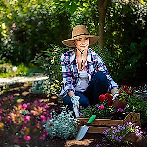 Womens Straw Sun Hat Classic Flat Beach Hat Mens Garden Hat Cowboy Style Hat with Wind Lanyard UPF 50+ Summer Hat Beige