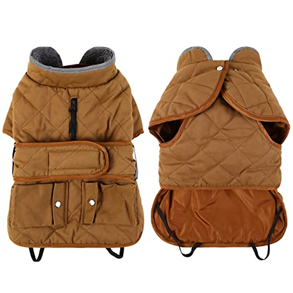 ASENKU Dog Coat for Winter Waterproof Dog Winter Coat Dog Jacket, Dog Hunting Vest for Small Medium and Large Dogs with Pocket & Zipper Leash Hook