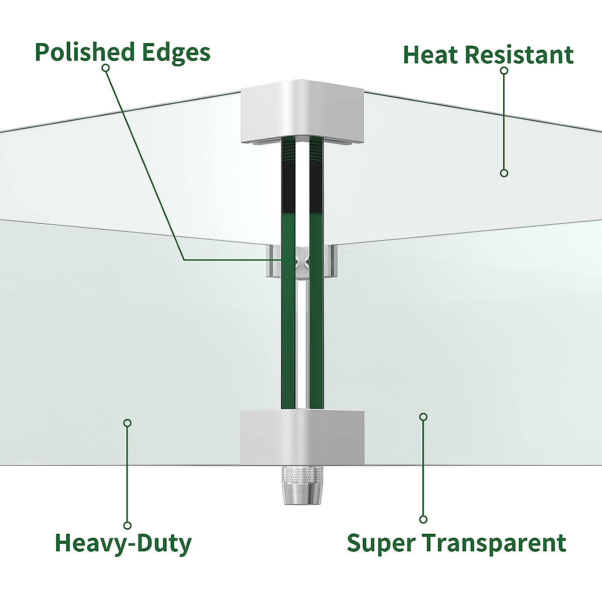 Emardom 19"x19"x6" Square Fire Pit Wind Guard, Fire Pit Wind Guard for 28-32 inch Fire Pit Table, 5/16 Inch Thickness Clear Tempered Glass