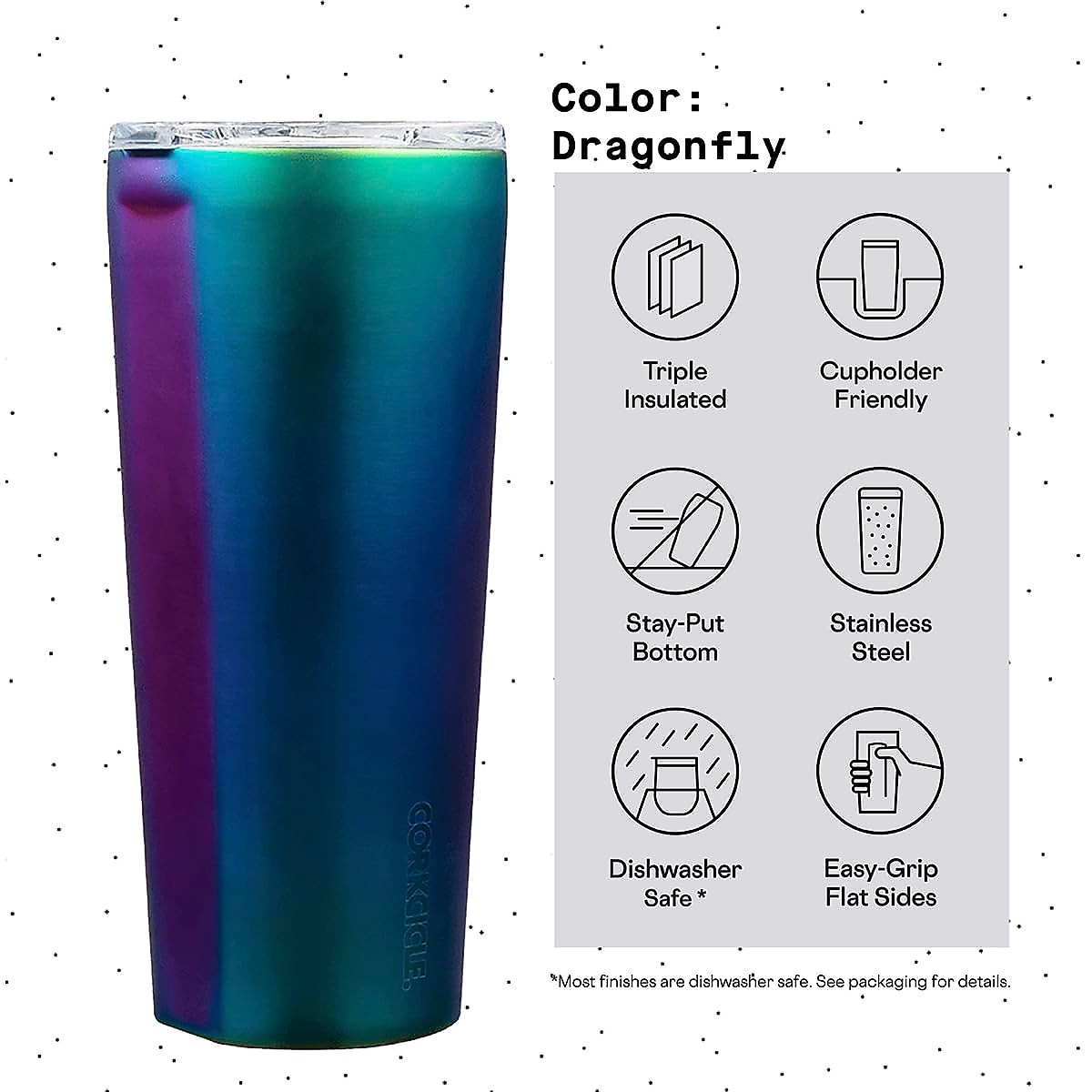 Corkcicle Classic Triple Insulated Coffee Mug with Lid, Dragonfly, 24 oz – Stainless Steel Travel Tumbler Keeps Beverages Cold 9+hrs, Hot 3hrs – Cupholder Friendly Travel Coffee Tumbler