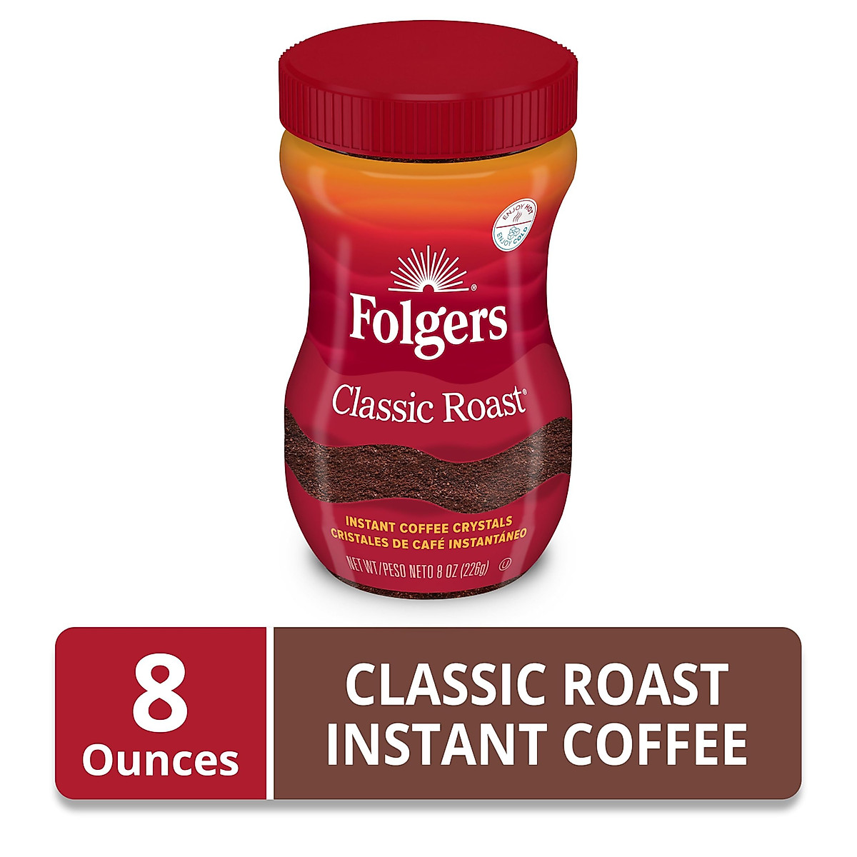 Folgers Classic Roast Instant Coffee Crystals, 8 Ounces