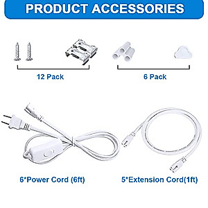 CNSUNWAY 4FT LED Shop Light, 48W 6300LM 6500K Super Bright, T8 Integrated LED Tube Lights, D-Shaped, High Output, Clear Cover, Linkable Shop Lights, LED Garage Light 4 Foot with Plug (6 Pack)