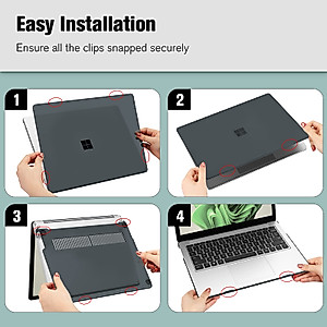 Fintie Case for 13.5 Inch Microsoft Surface Laptop 5/4/3 with Metal Keyboard (Model: 1951/1868) - Protective Slim Snap On Hard Shell Cover, Crystal Black