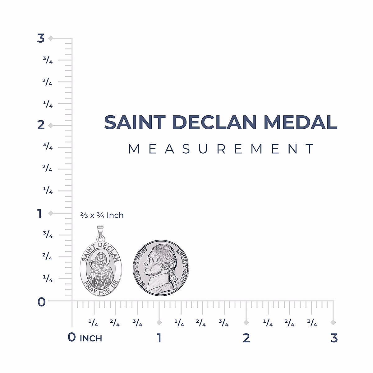 PicturesOnGold.com Saint Declan Oval Religious Medal EXCLUSIVE - Sterling Silver, 1/2 x 2/3 Inch Size of Dime With Engraving - Protection Jewelry Christian Gifts for Men & Women