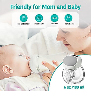 Teexin 2 Packs Wearable Breast Pump, Double Hands Free Electric S10 Pro, Wireless Breast Feeding Pump with 2 Modes, 9 Levels, LCD Display and Memory Function-24mm Flange Gray
