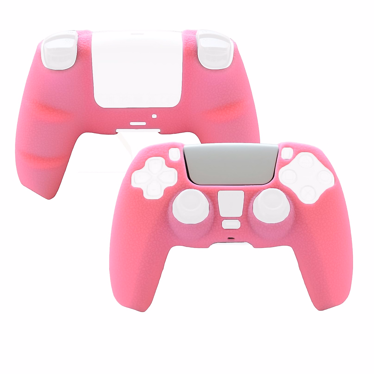 Pandaren PS5 Controller Cover, Texture Pattern PS5 Controller Skin for PS5 Controller Sweat-Proof Anti-Slip Silicone Grips Hand Grip with 8pcs FPS Pro Thumbsticks Cap Protector(Pink)