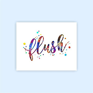 Dignovel Studios Unframed (Set of 4) 8X10 Watercolor Bathroom Sign Print Quotes Print Wash Brush Floss Flush Funny Bathroom Decor dnc11